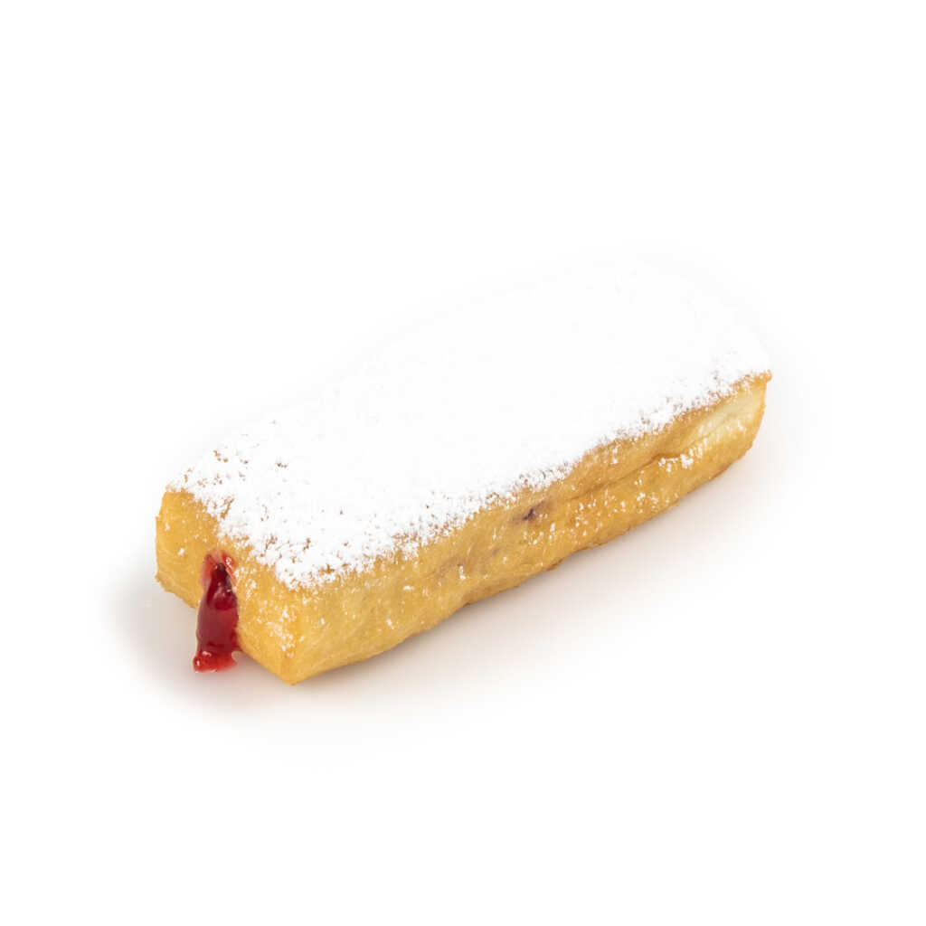 Raspberry Filled Powdered Long John - Jack Frost Donuts